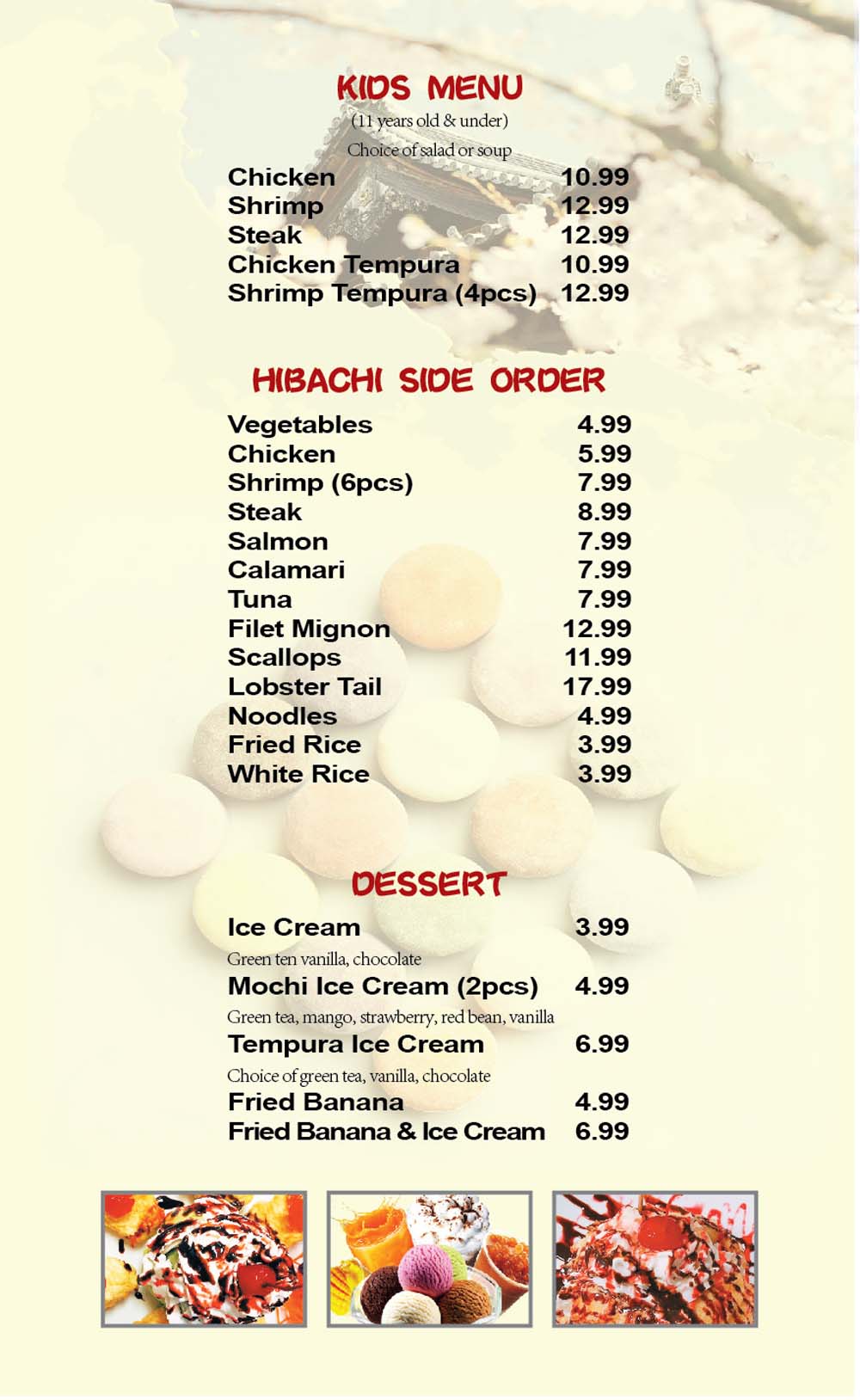 Dine in menu | Shogun