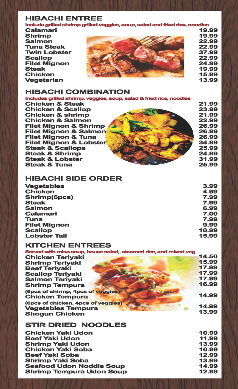 Carry Out Menu | Shogun